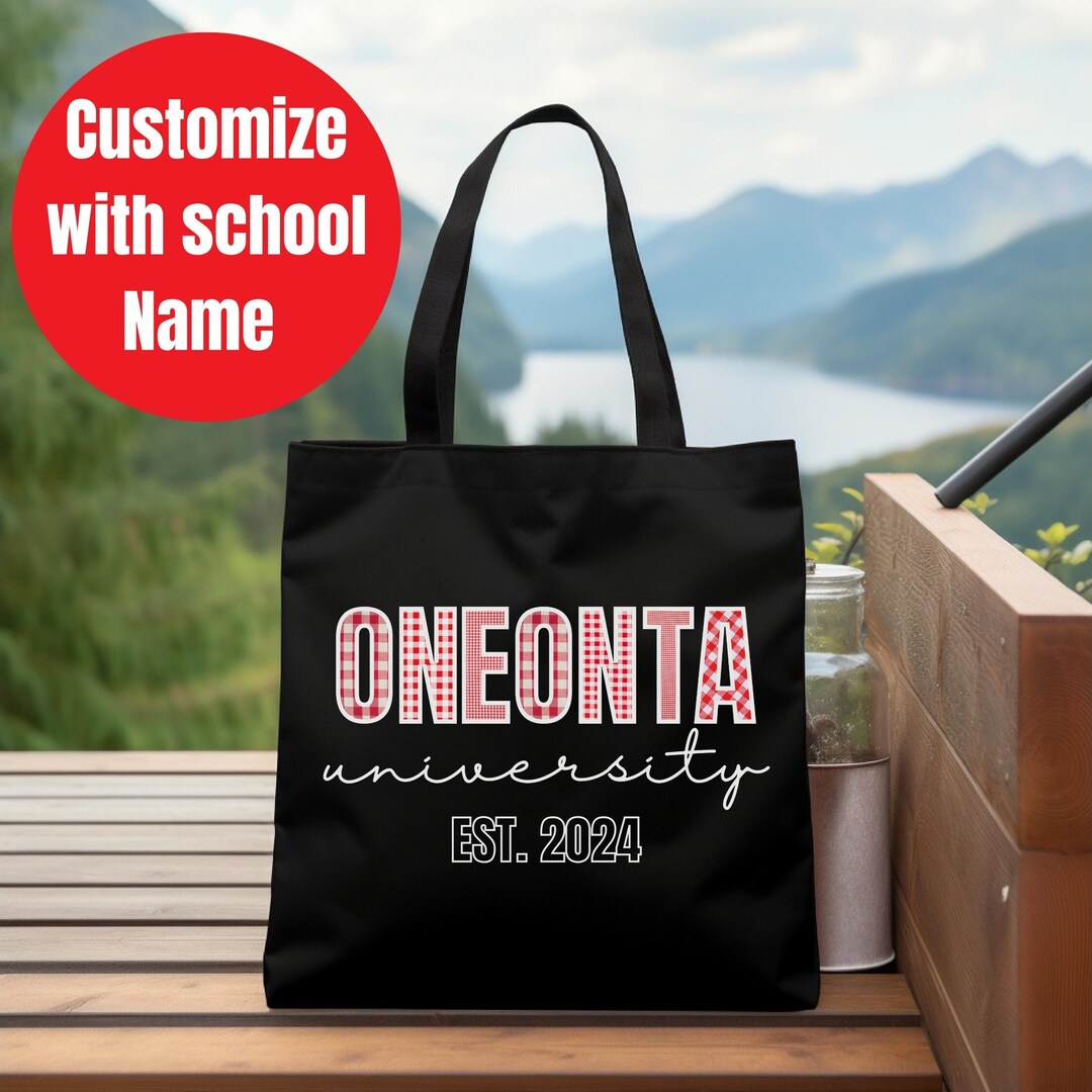 Custom College Name Canvas Tote Bag Gift, College Merch, Spiritwear ...