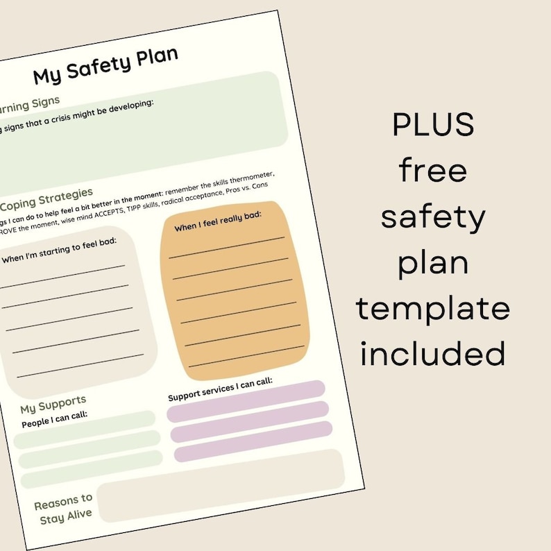 DBT Diary Skills Tracker FREE Safety Plan Template, Dialectical ...