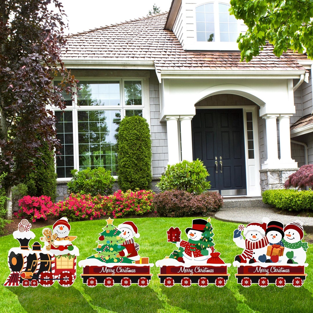 Christmas Snowman Train Set Decoration Indoor Outdoor 4mm Coroplast ...