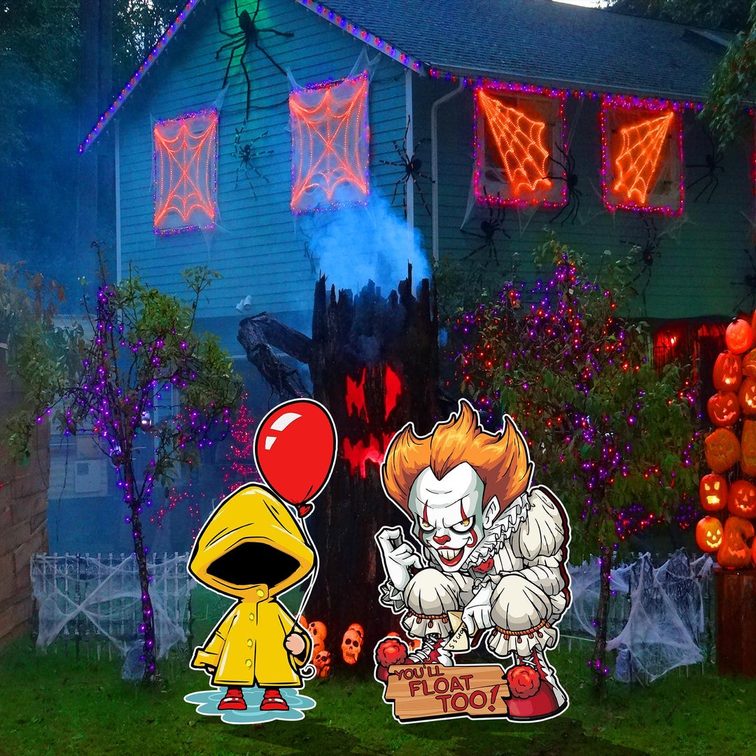 Halloween Pennywise & Georgie Decoration Indoor Outdoor 4mm Coroplast ...