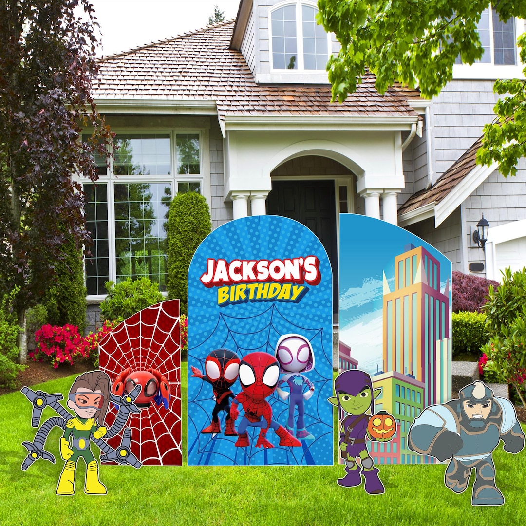 Spidey & Friends Birthday Party Backdrop Decoration Indoor Outdoor 4mm ...