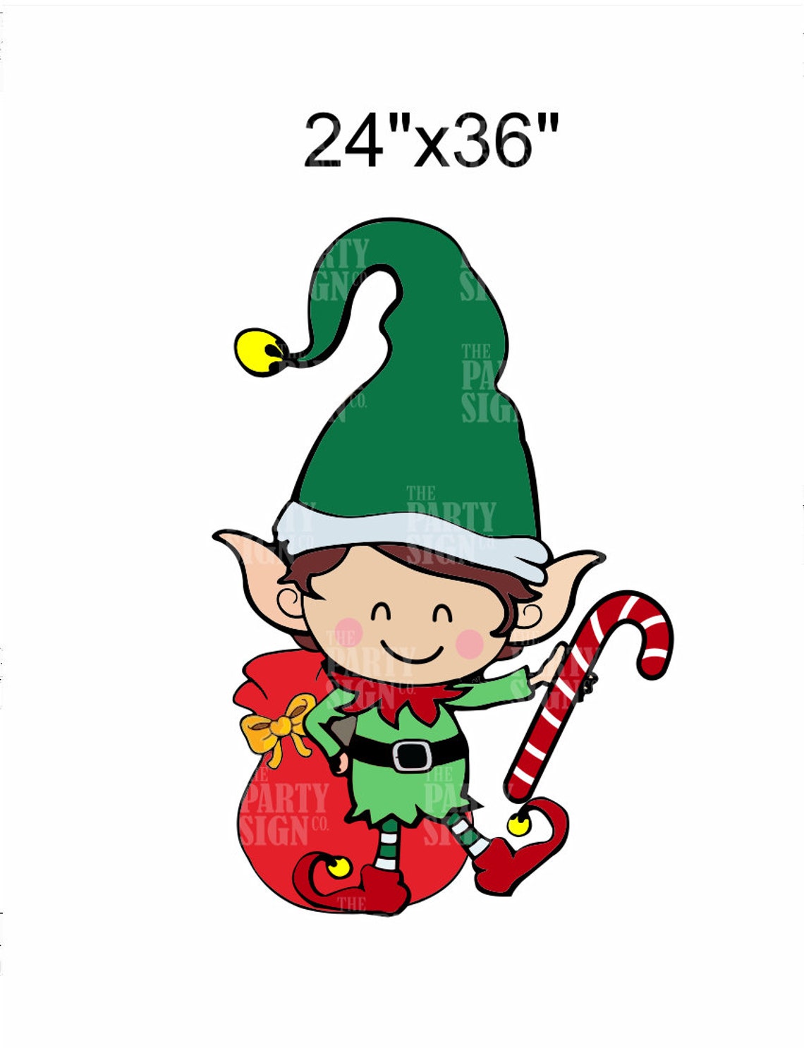 Christmas Elf With Candy Cane Decoration Indoor Outdoor Corrugated ...