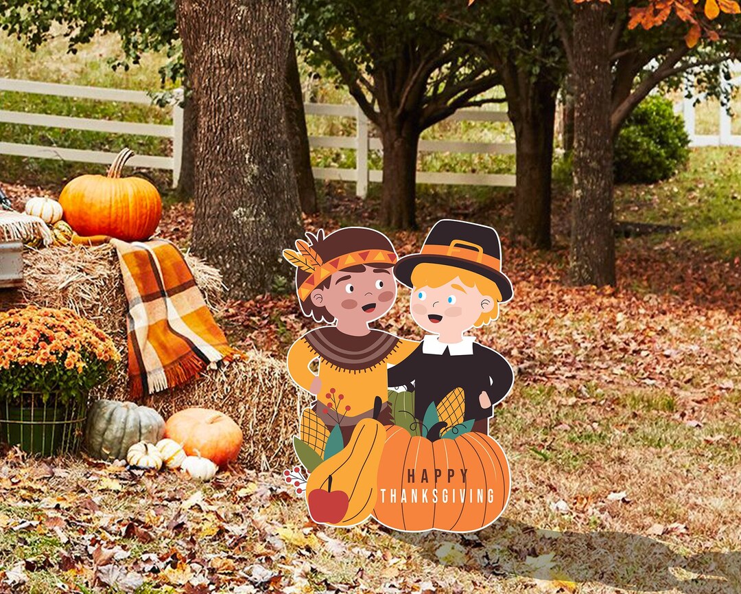 Thanksgiving Indian Pilgrim Boy Indoor Outdoor Corrugated Plastic ...