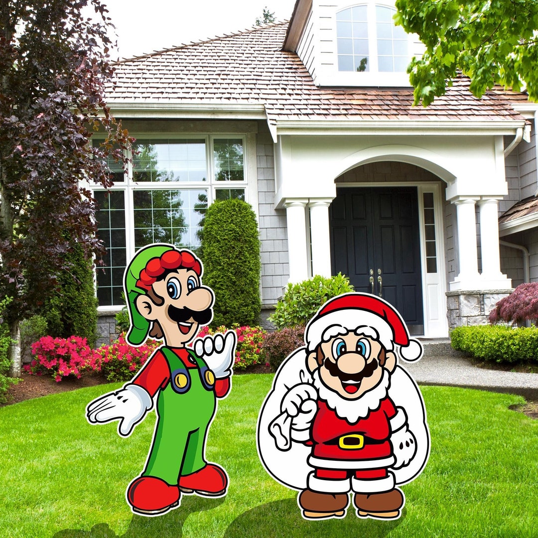 CHRISTMAS Super Mario & Luigi Decoration Indoor Outdoor Coroplast ...