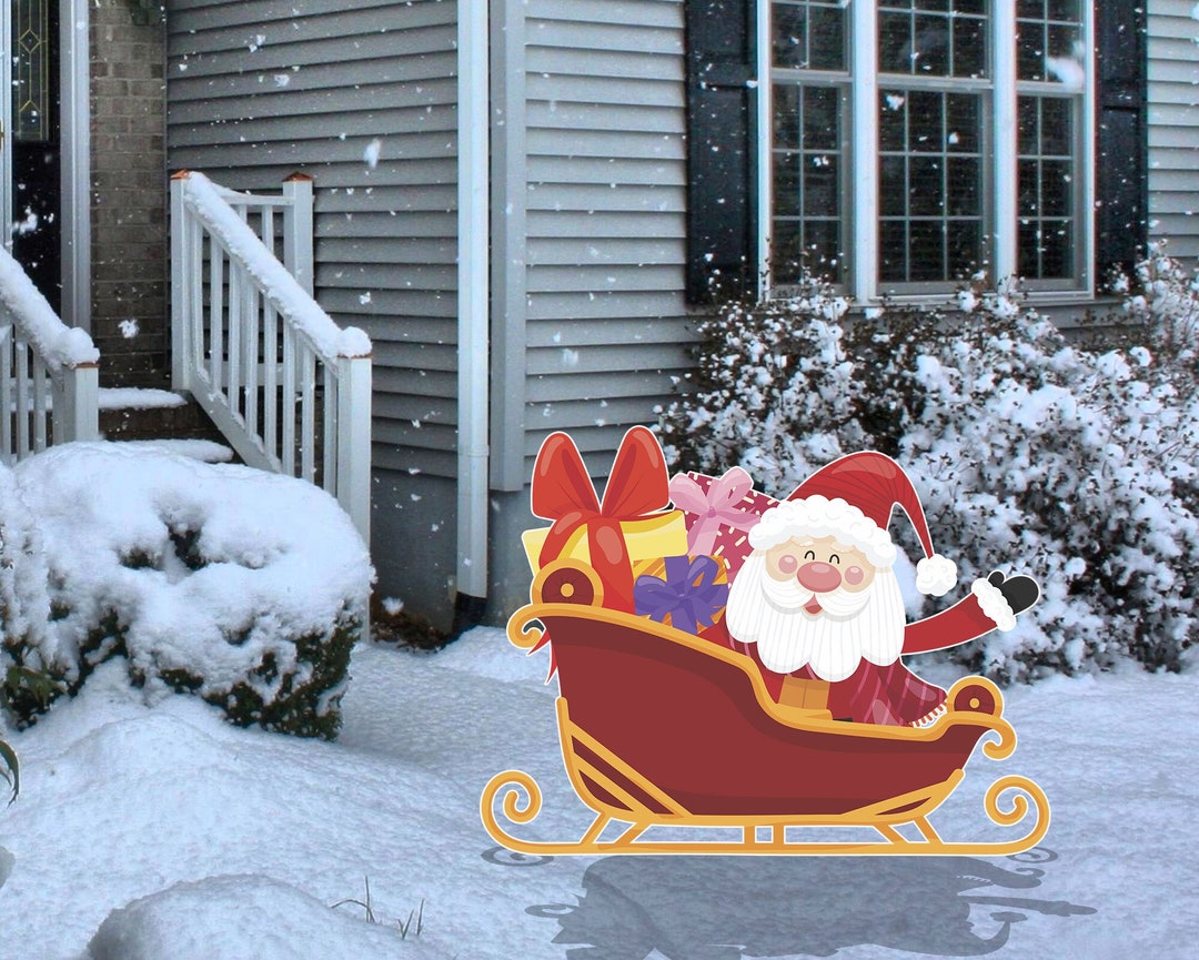Santa Sled With Christmas Gift Decoration Indoor Outdoor Corrugated ...