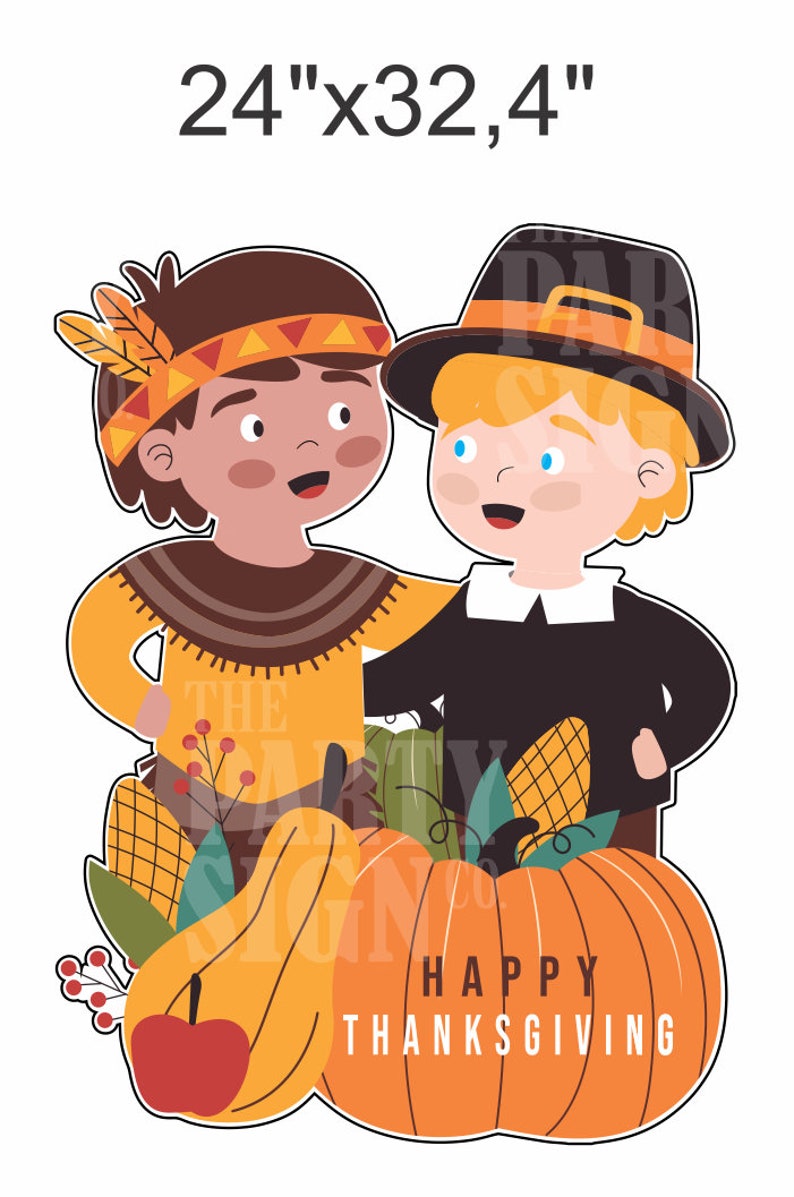 Thanksgiving Indian Pilgrim Boy Indoor Outdoor Corrugated Plastic ...