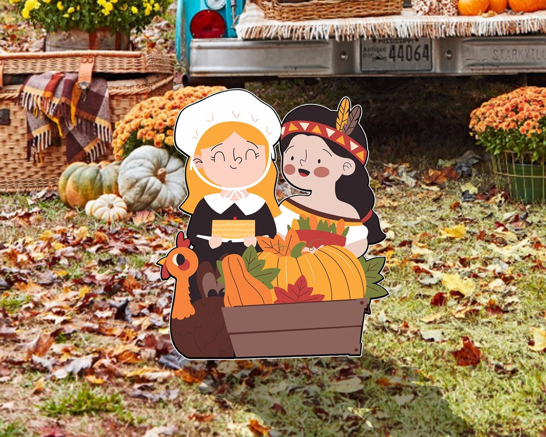 Thanksgiving Indian Pilgrim Girl Indoor Outdoor Corrugated Plastic ...