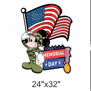 Memorial Day Mickey Soldier Decoration Indoor Outdoor Corrugated ...