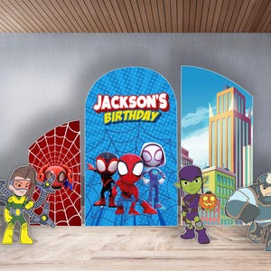 Spidey & Friends Birthday Party Backdrop Decoration Indoor Outdoor 4mm ...