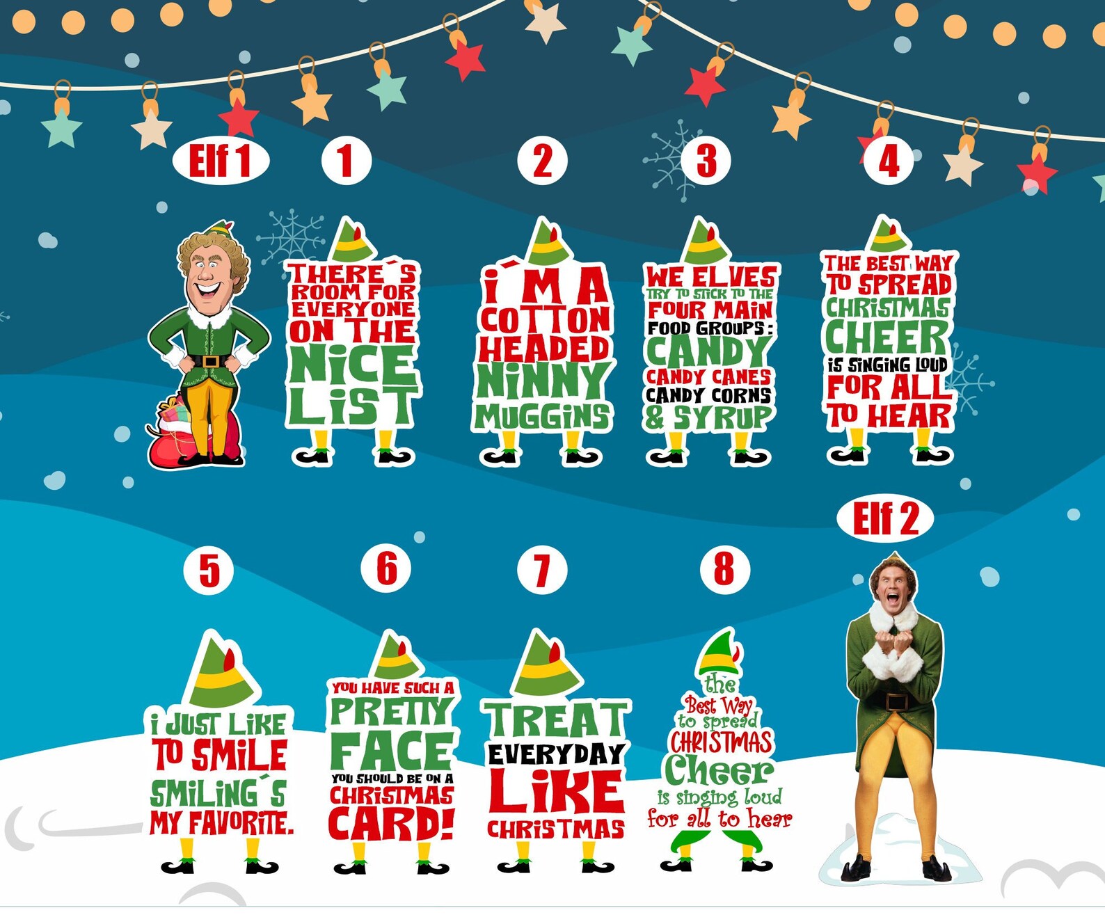 Buddy the Elf Christmas Quotes Decoration Indoor Outdoor Corrugated ...