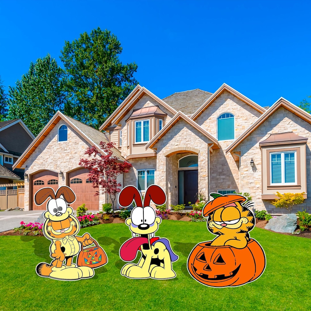 Halloween Garfield & Friends Decoration Indoor Outdoor Coroplast ...