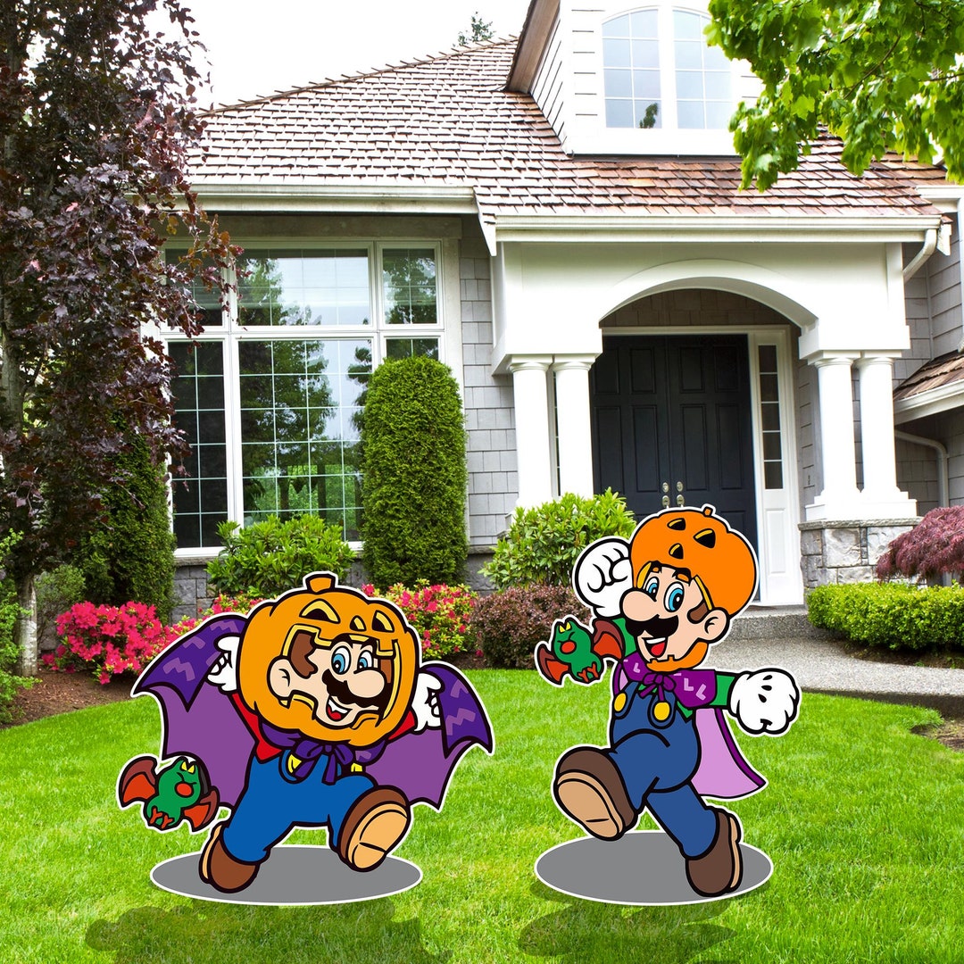 Halloween Super Mario & Luigi Indoor Outdoor Corrugated Plastic Cutout ...