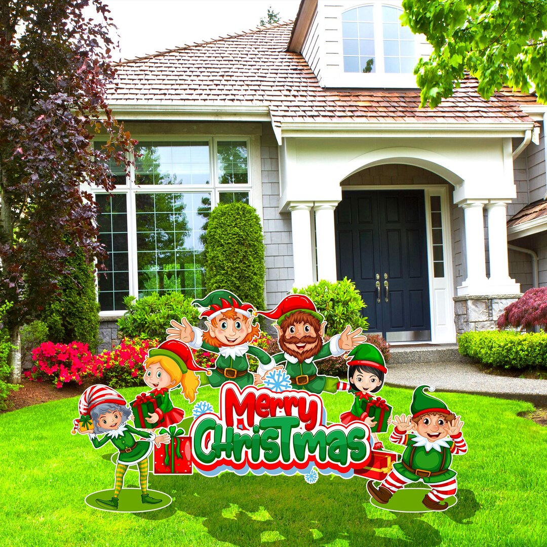 Merry Christmas Elfs Display Decoration Indoor Outdoor 4mm Corrugated ...