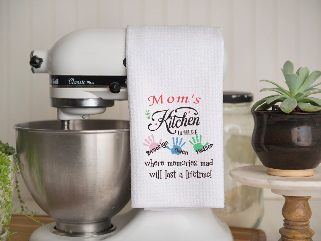 Personalized Mother's Day Kids Handprint Gift: Colorful Kitchen Tea ...