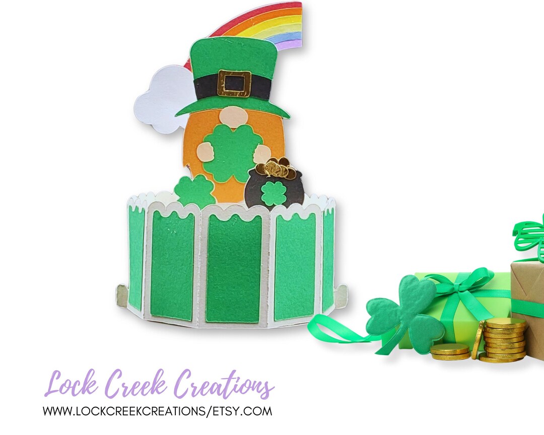 3D Pop-up St. Patrick's Day Card: Pot of Gold, Rainbow, Shamrocks ...
