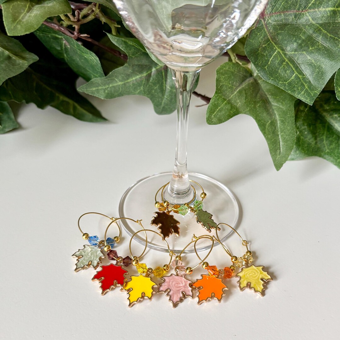 Autumn Leaves Wine Glass Charms - Etsy