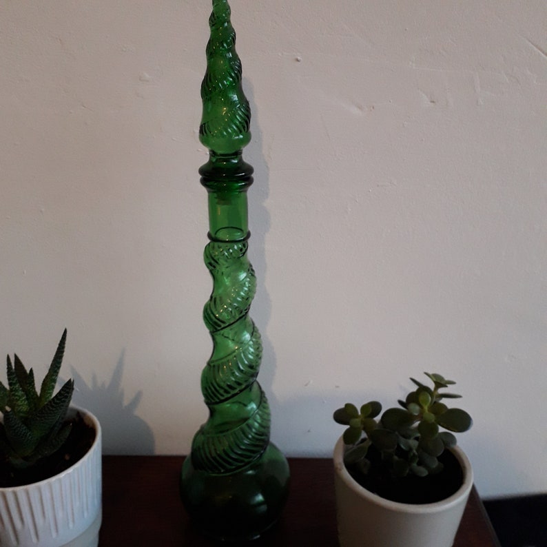 Large Green Depose Glass Vase - Etsy