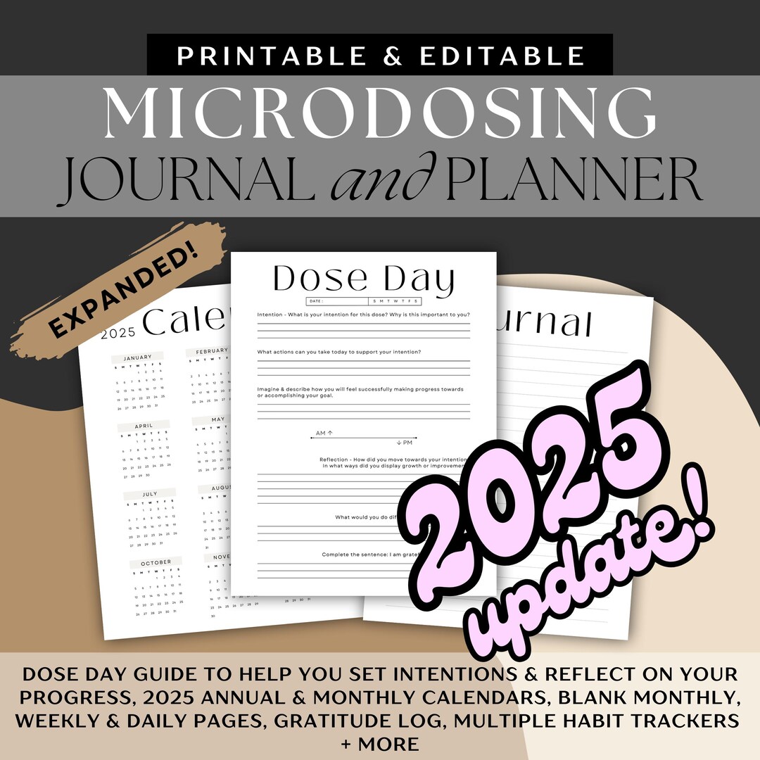 2025 Expanded Microdosing Bundle | Intention Setting Calendar, Journal, Planner, Habit Tracker ...