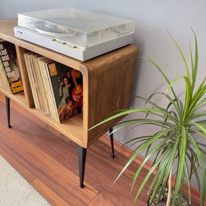 Solid Wood Record Player Stand/ Modern Wood Record Storage - Etsy