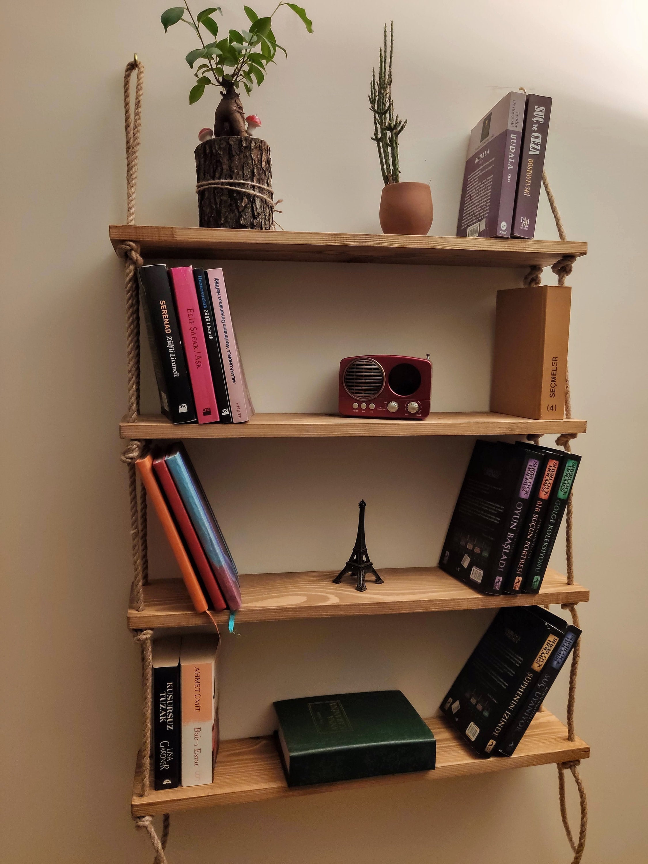 Hanging Wood Shelf-four Floating Shelf Handmade From Wood | Etsy