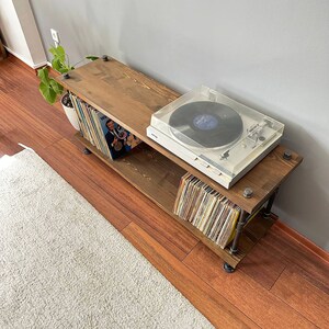 Solid Wood Record Player Stand: Modern Vinyl Storage - Etsy