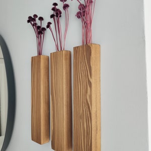 Wooden Wall Pocket | Wooden Hanging Vase for Greenery or Dried Flowers ...