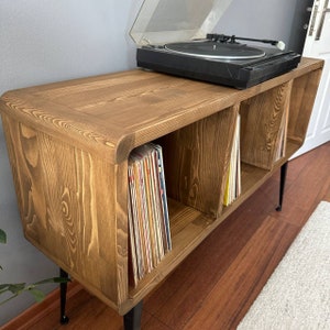 Solid Wood Record Player Stand/ Modern Wood Record Storage - Etsy