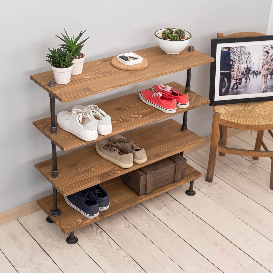 Dark Oak Shoe Rack, Entryway Organizer, Sneaker & Boot Storage - Etsy