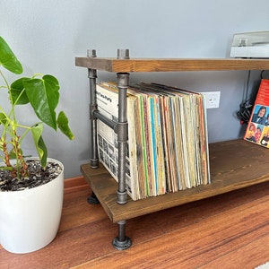 Solid Wood Record Player Stand: Modern Vinyl Storage - Etsy