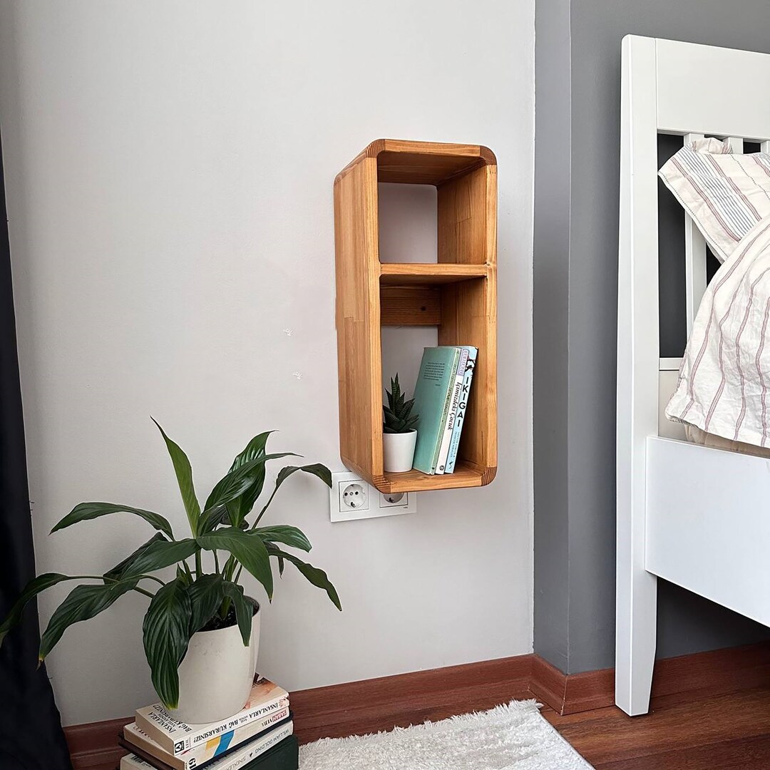 Handmade Floating Nightstand, Slim Wall Bedside Table, Burmese Wood - Etsy