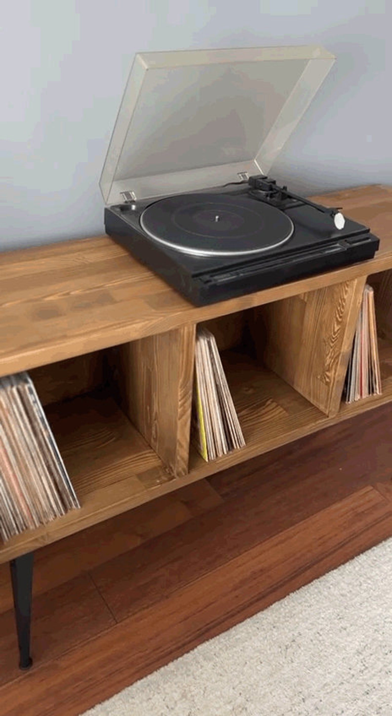 Solid Wood Record Player Stand/ Modern Wood Record Storage - Etsy