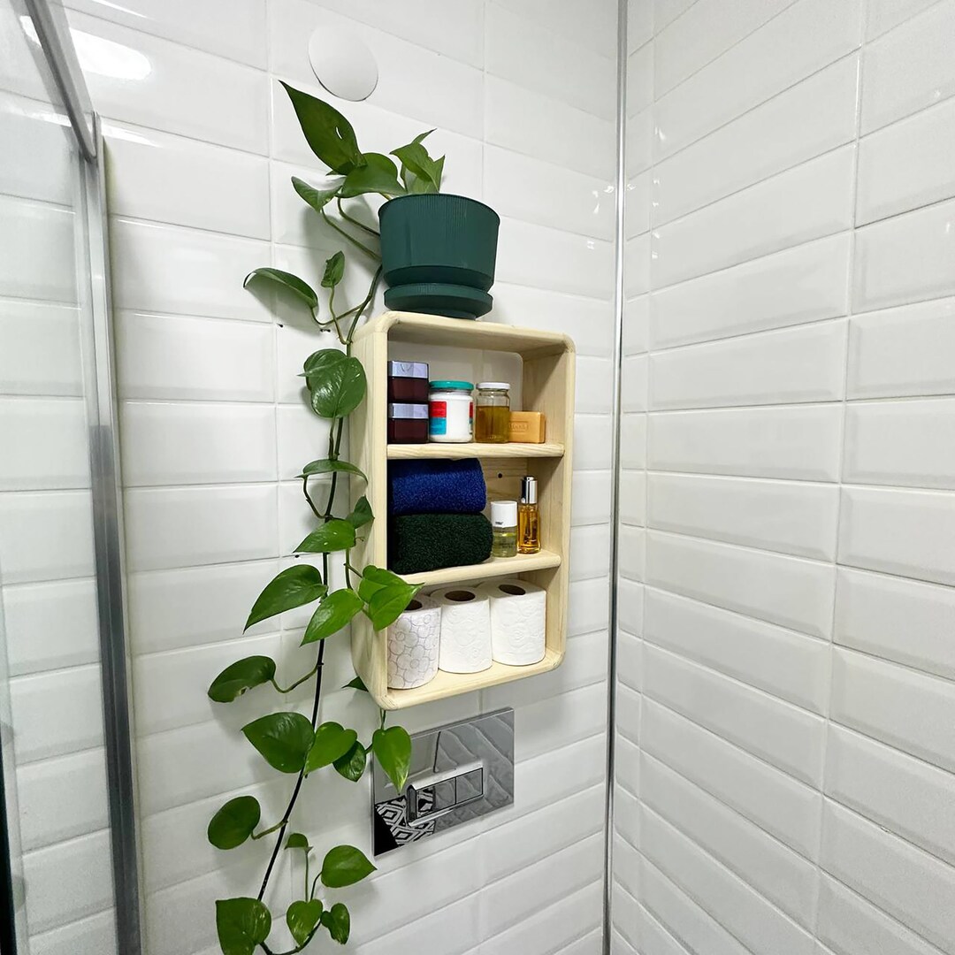 Free Shipping | Bathroom Organizer | Floating Wooden Box Rack ...