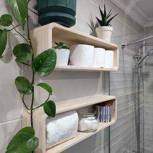 Free Shipping | Bathroom Organizer | Floating Wooden Box Rack ...