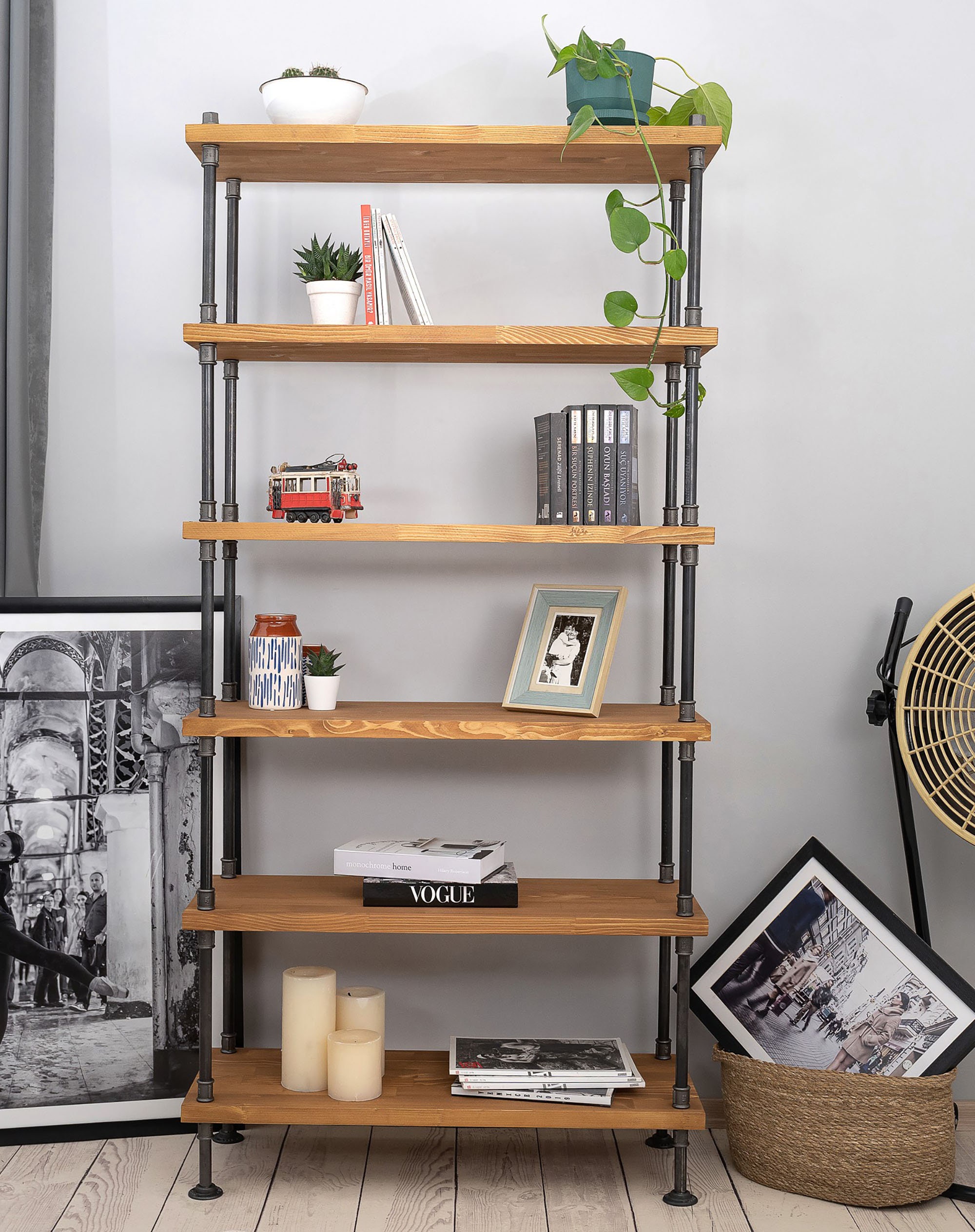Metal Bookcase Industrial Bookcasewood Shelves Extra - Etsy