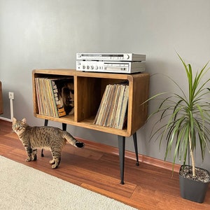 Solid Wood Record Player Stand/ Modern Wood Record Storage - Etsy