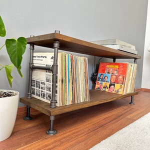 Solid Wood Record Player Stand: Modern Vinyl Storage - Etsy