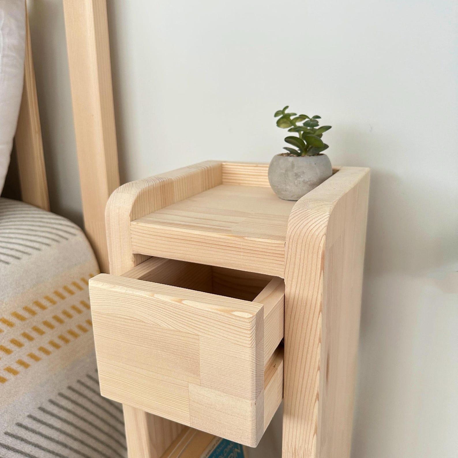 Handmade Natural Wood Nightstand, Narrow Floating Shelf - Etsy