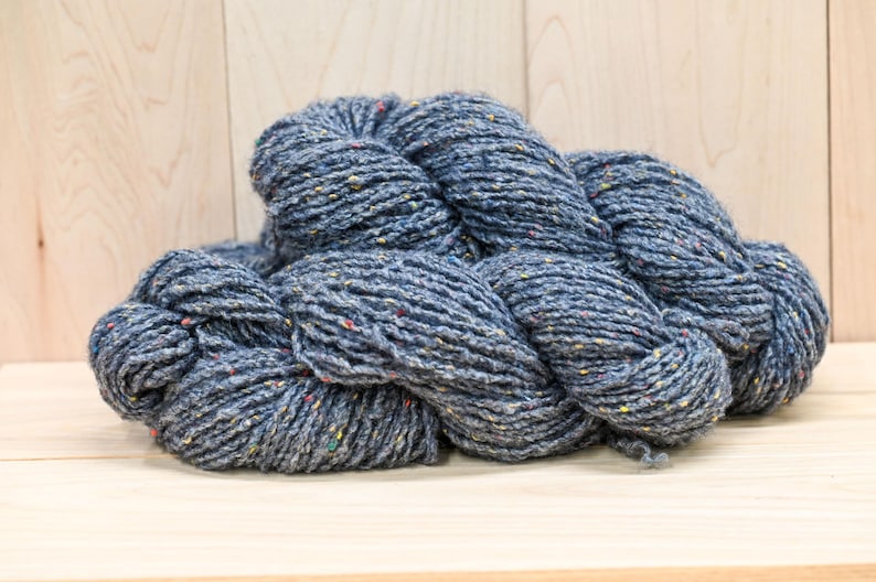 Handmade Tweedy Denim Blue Yarn Using 100% Upcycled Wool-blend Fibers ...