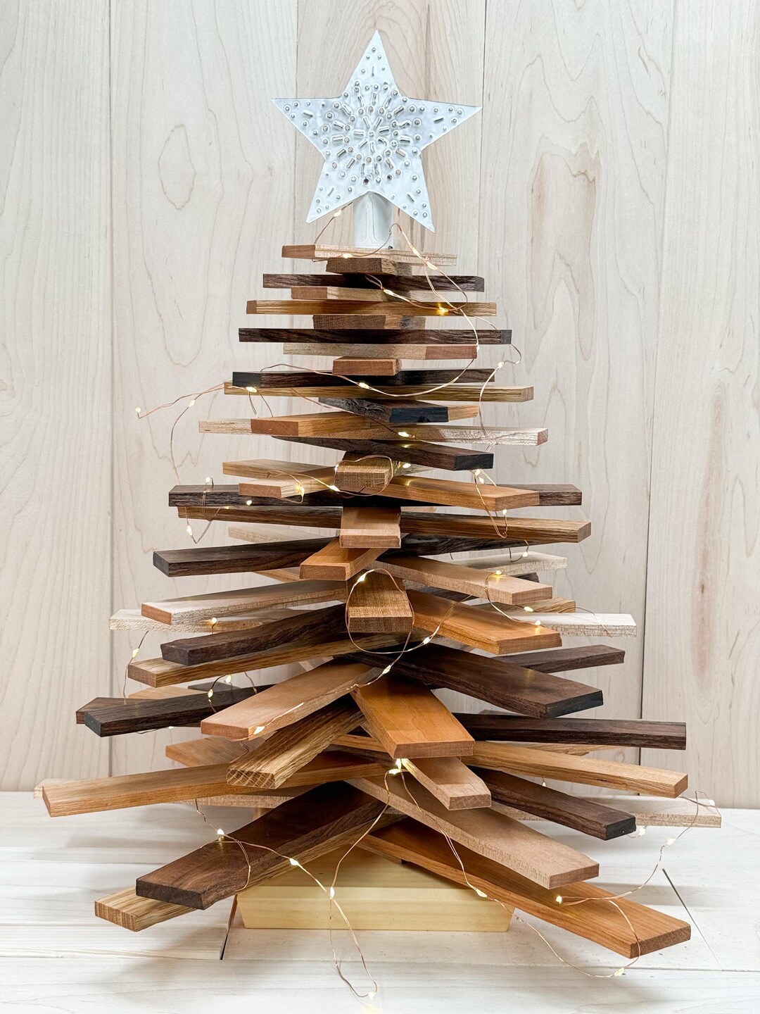 Handmade Table-top Festive Tree With Tin Star Topper Using Hand-split ...