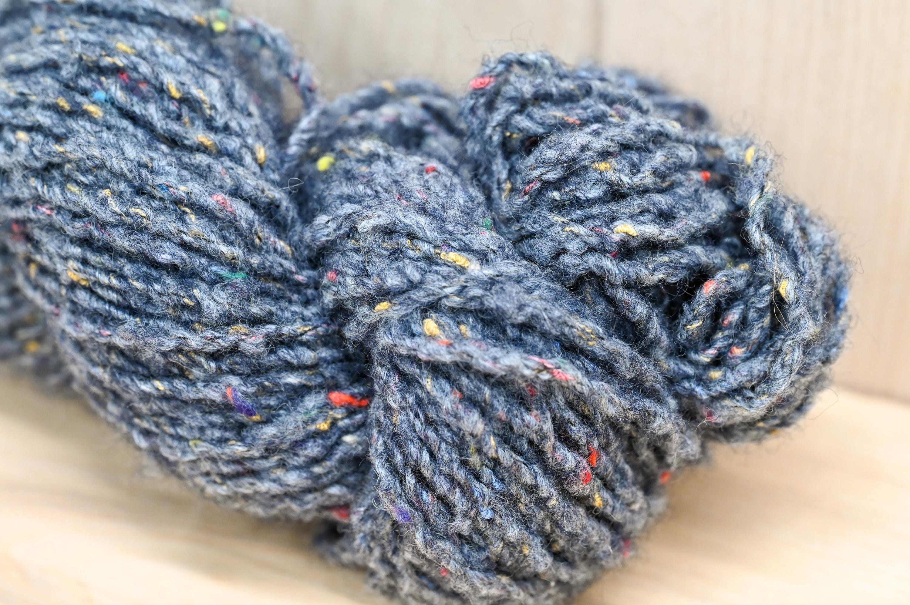 Handmade Tweedy Denim Blue Yarn Using 100% Upcycled Wool-blend Fibers ...