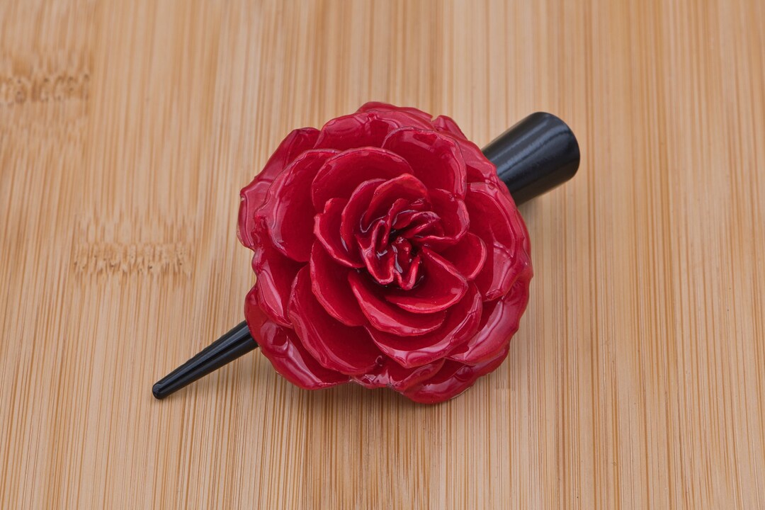 Hair Clip With Real Rose in Red/red, Rose, Rose Hair Clip, Roses, Rose ...