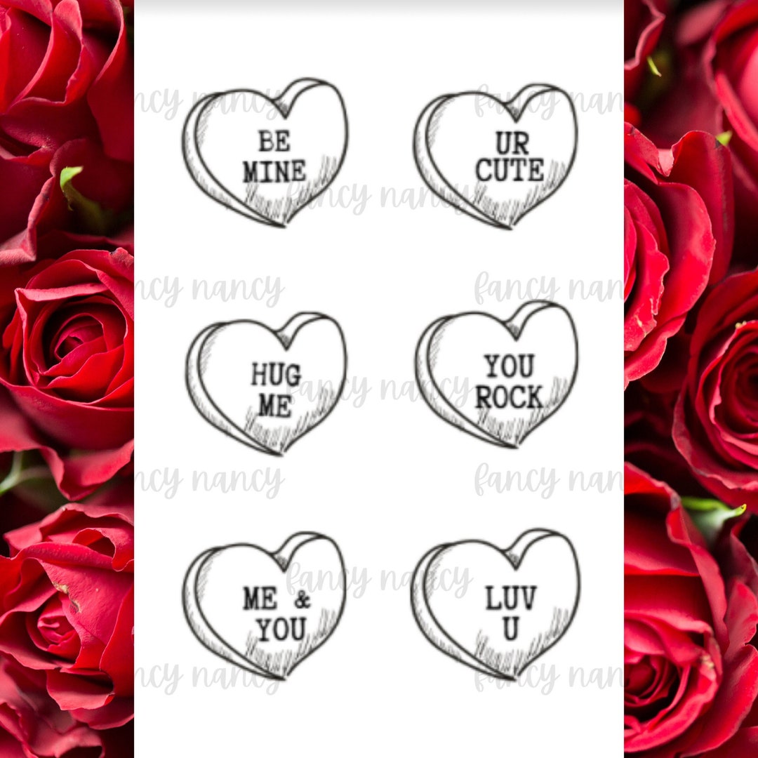 Candy Hearts Printable Valentine's Card, Traditional Conversation ...