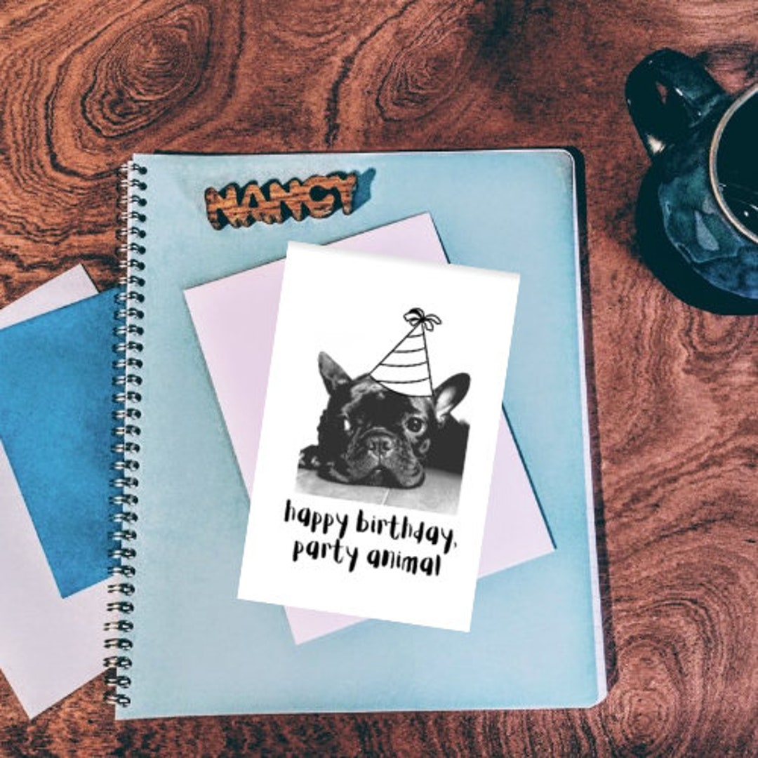 Dog Printable Birthday Card, Frenchie Card, Funny French Bulldog Card ...