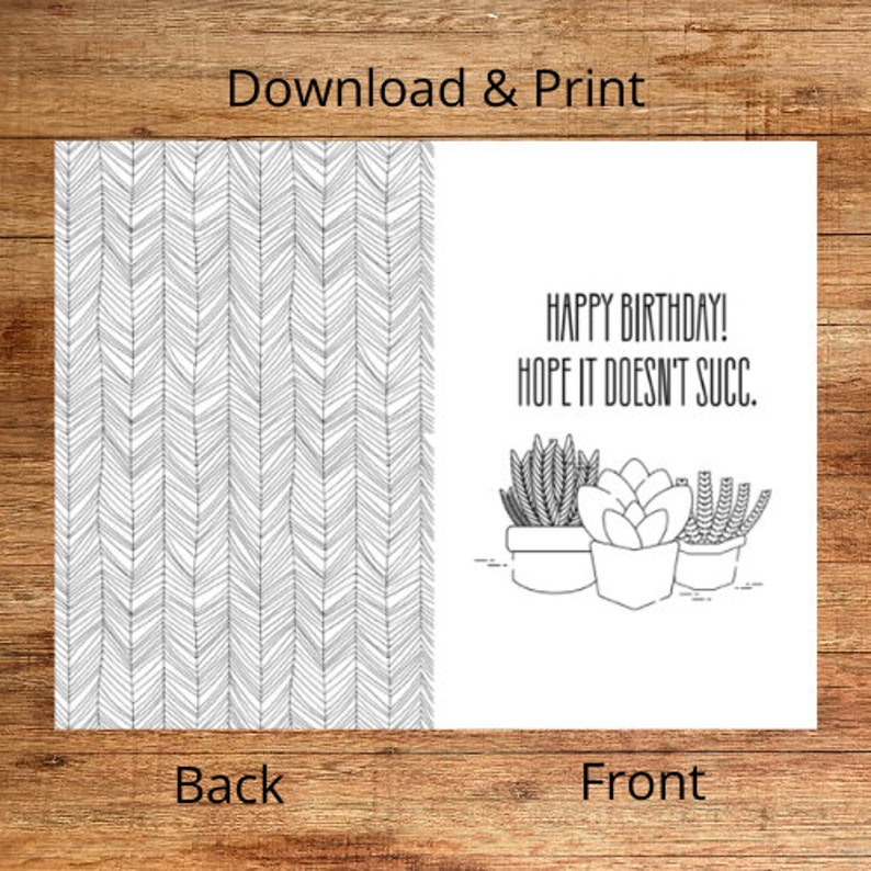 Succulent Printable Birthday Card, Funny Plant Card - Etsy