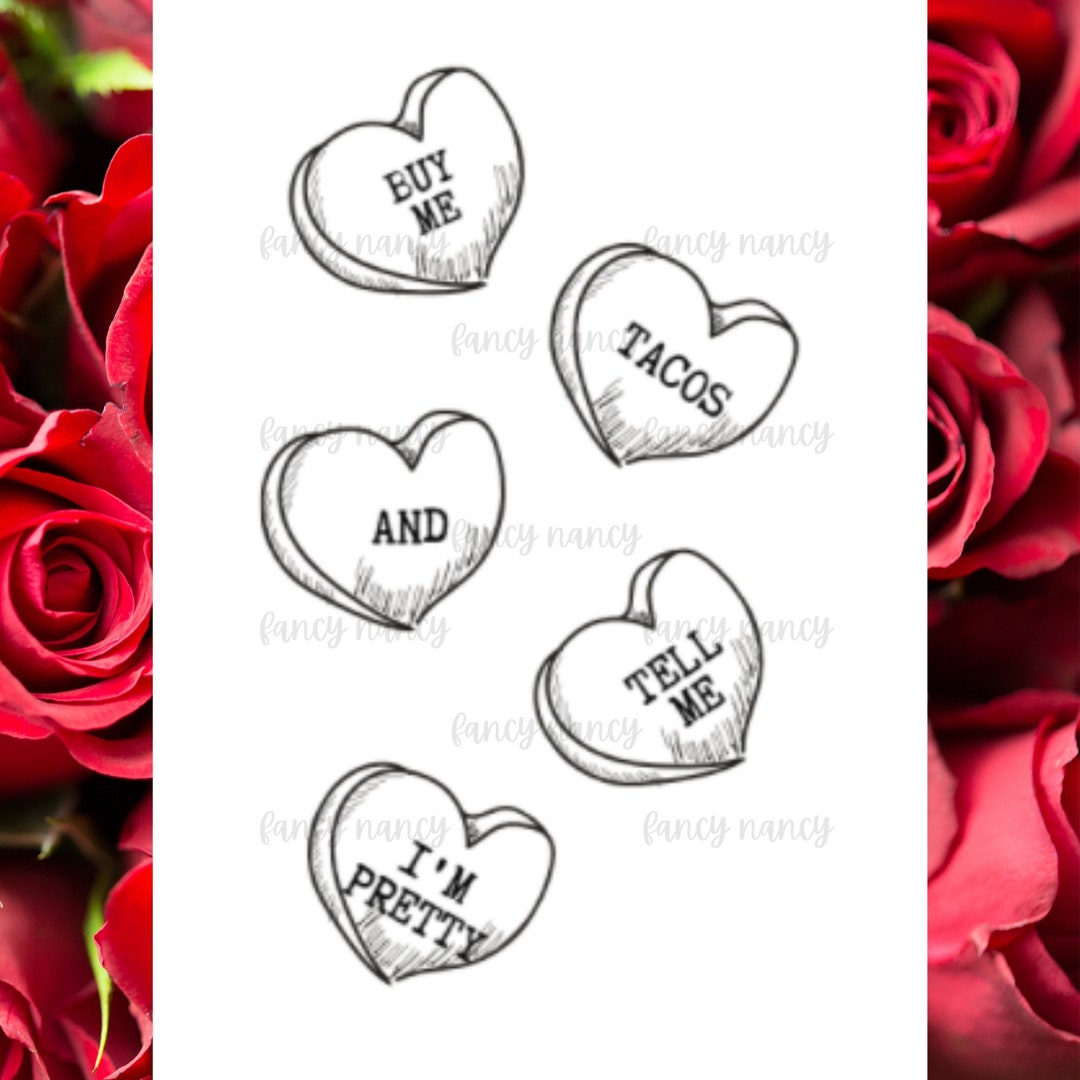 Candy Hearts Printable Valentine's Card, Quirky Conversation Hearts ...