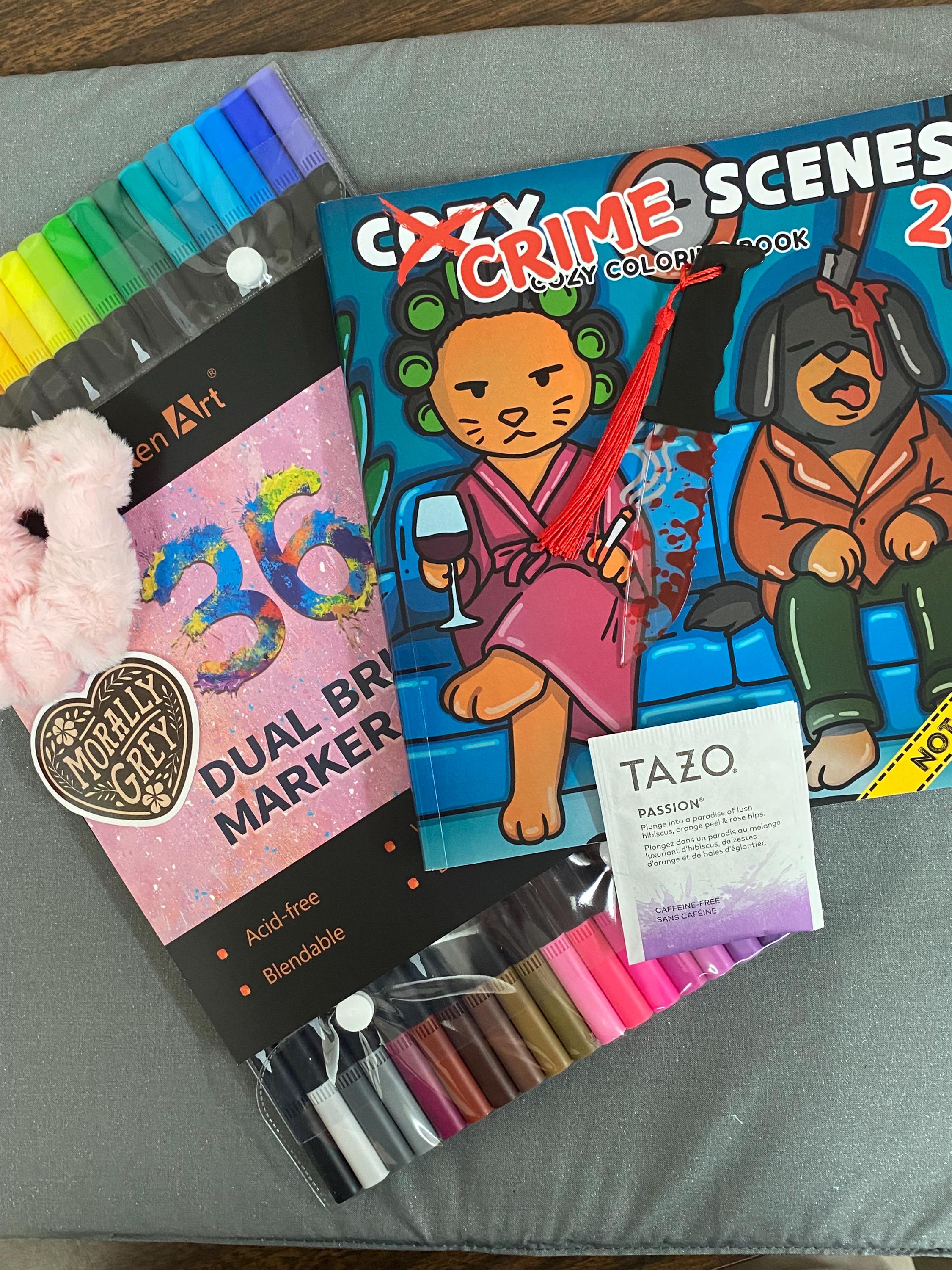 Adult Crime Scene Coloring Book With 36 Count Alcohol Markers and Comfy ...