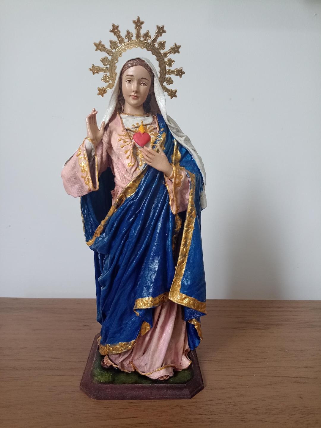 Immaculate Heart of Mary Statue Handmade Hand-painted Catholic Figurine ...