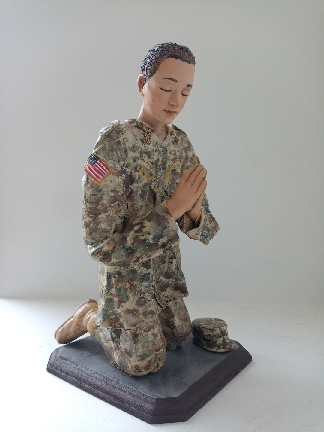Army Officer Statue in Prayer Hand-painted | Catholic Decor | Religious ...