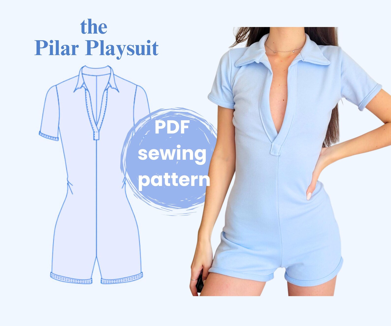 Pilar Playsuit PDF Sewing Pattern – Romper / Playsuit for Stretch ...