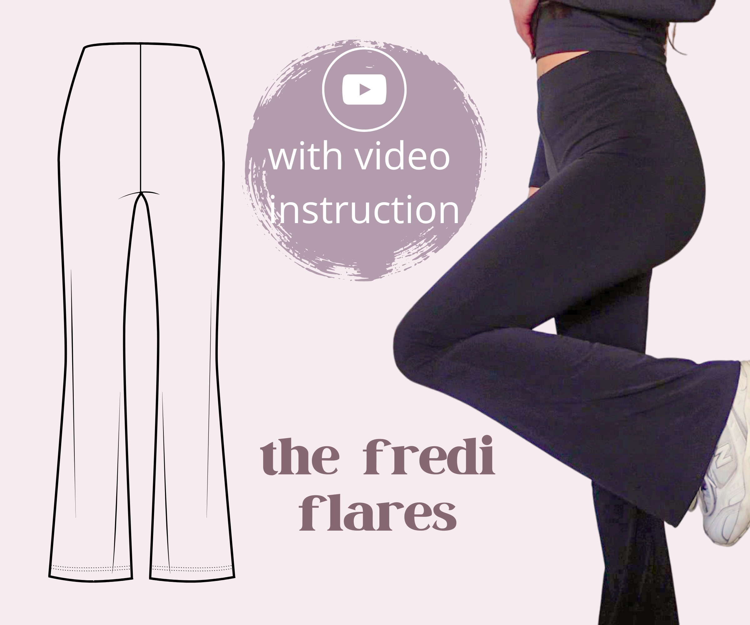 Sewing Pattern the Fredi Flares Flared Leggings Pants Sewing Pattern Flares Sewing Pattern - Etsy UK